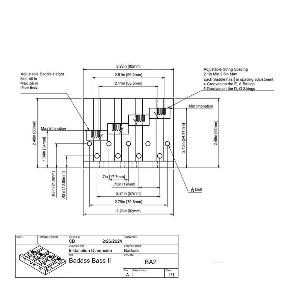 Leo Quan Badass II 4-String Bass Bridge